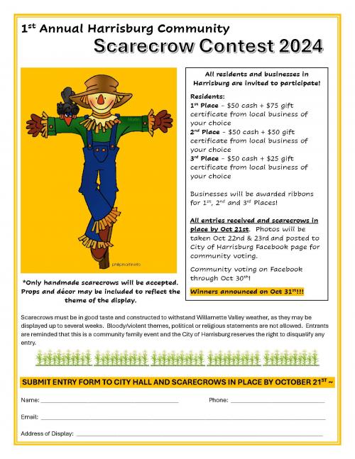 1st Annual Scarecrow Contest! | City of Harrisburg Oregon