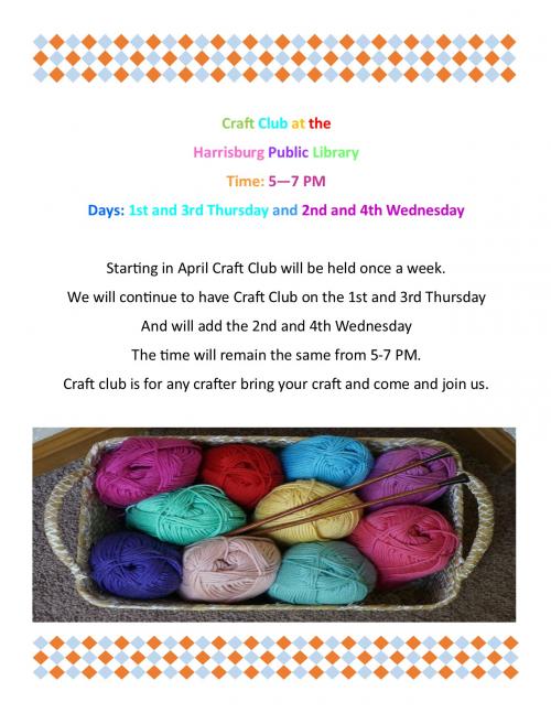Crafting Club | City of Harrisburg Oregon